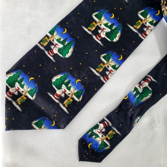 Accessories | Festive Santa And Tree Mens Tie | Poshmark